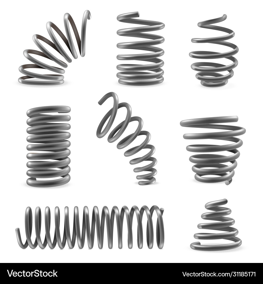 Set various shaped metal springs tapering Vector Image