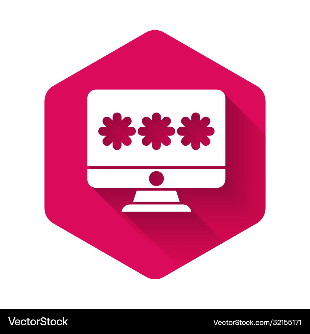 White monitor with password notification icon Vector Image