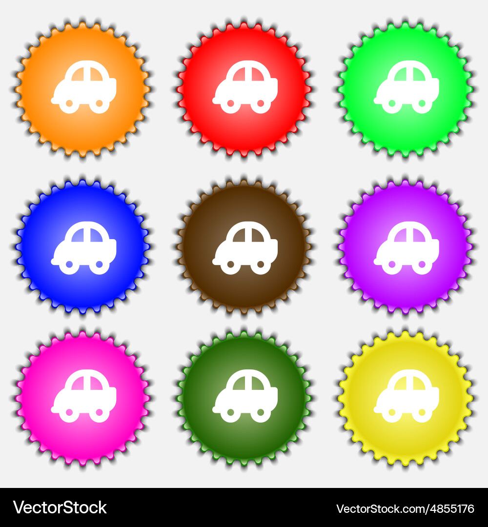 Auto icon sign a set of nine different colored Vector Image