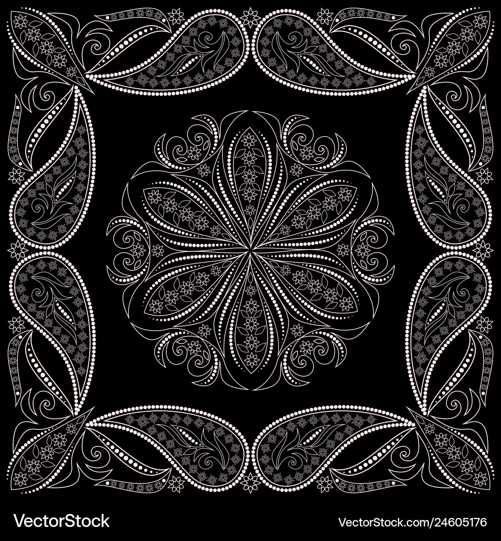 Bandana paisley design- print square Royalty Free Vector