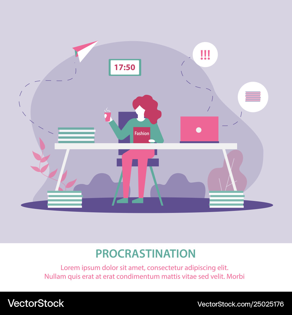Banner is written procrastination in education Vector Image