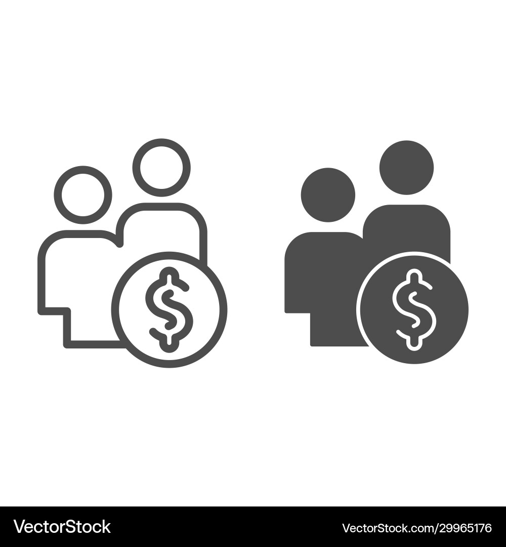 Family money budget line and solid icon two Vector Image