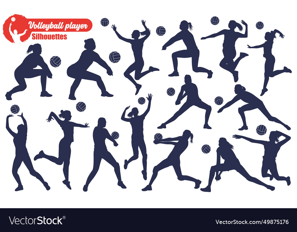 Female Volleyball Player Silhouettes Royalty Free Vector
