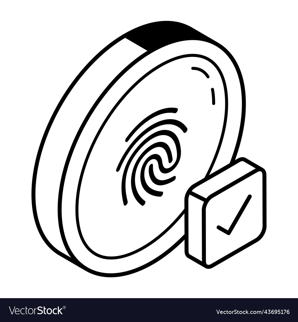 Fingerprint Authentication Icon Isometric Editabl Vector Image 