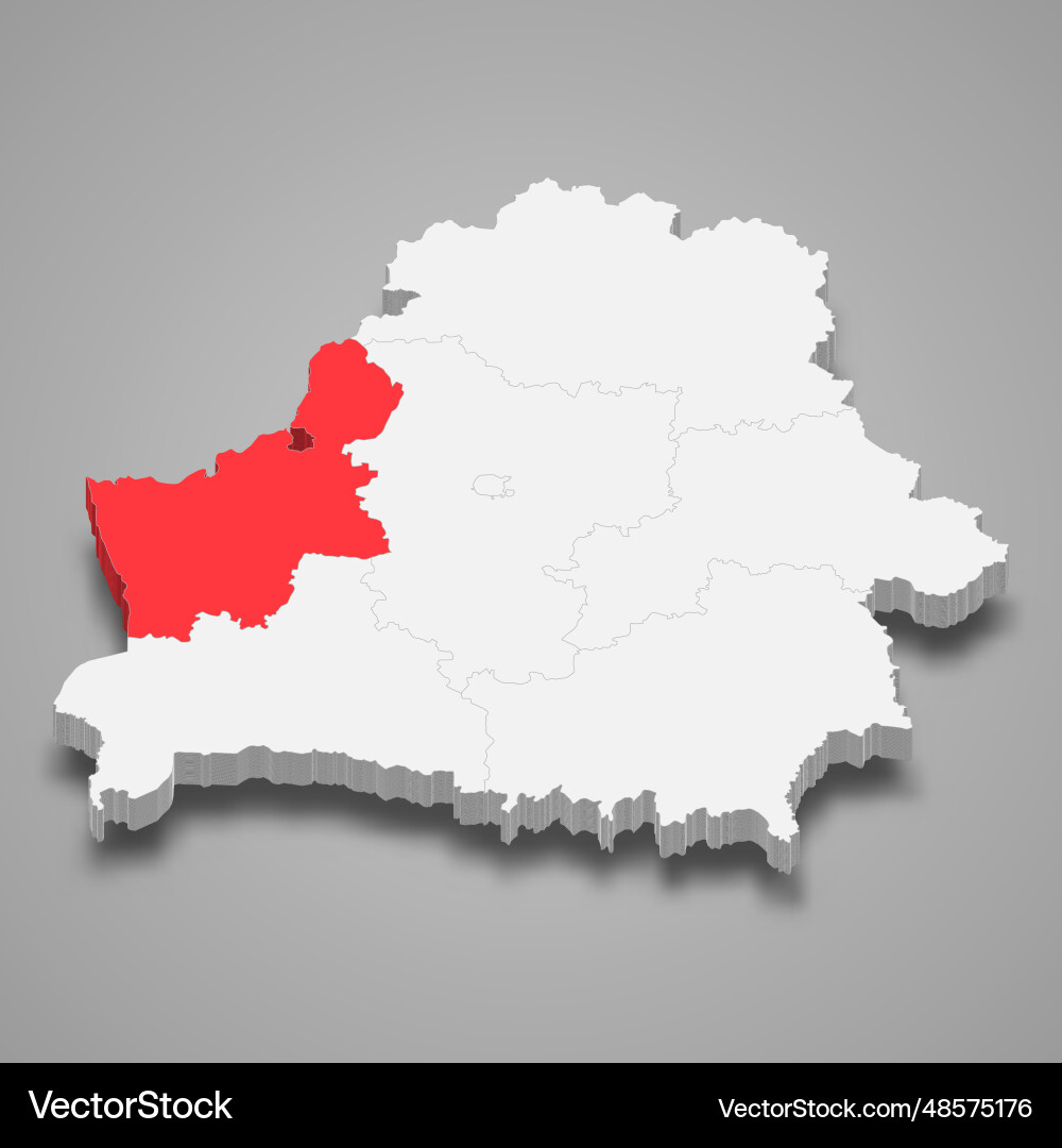 Grodno oblast region location within belarus 3d Vector Image