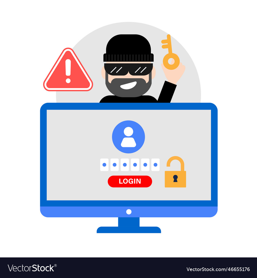 Hacker stealing login and password information Vector Image Hacker stealing login and password information Vector Image
