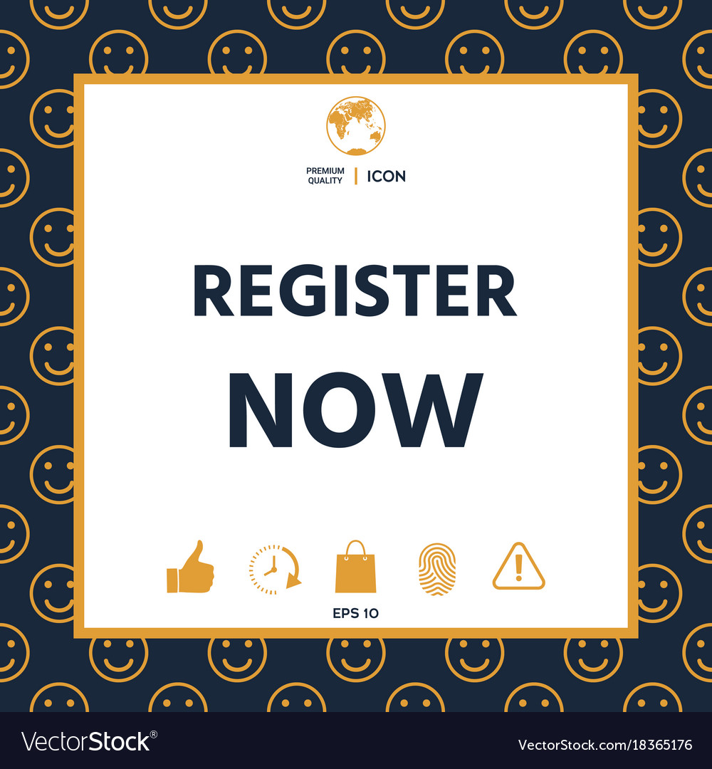 Register now button Royalty Free Vector Image - VectorStock