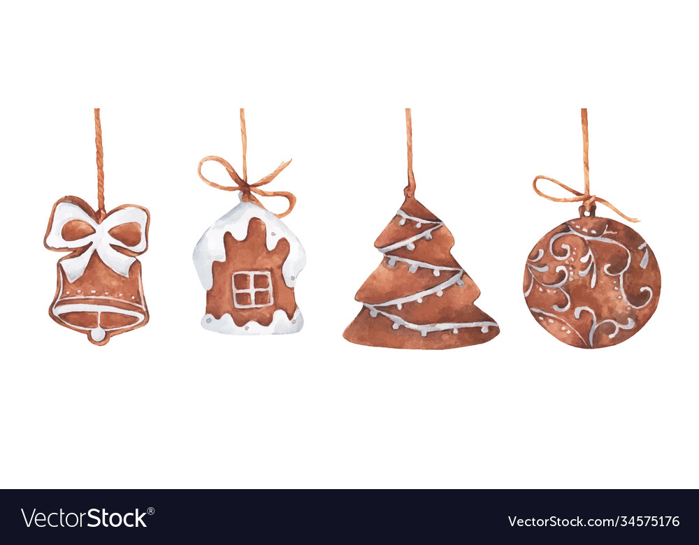 Set christmas gingerbread cookies Royalty Free Vector Image