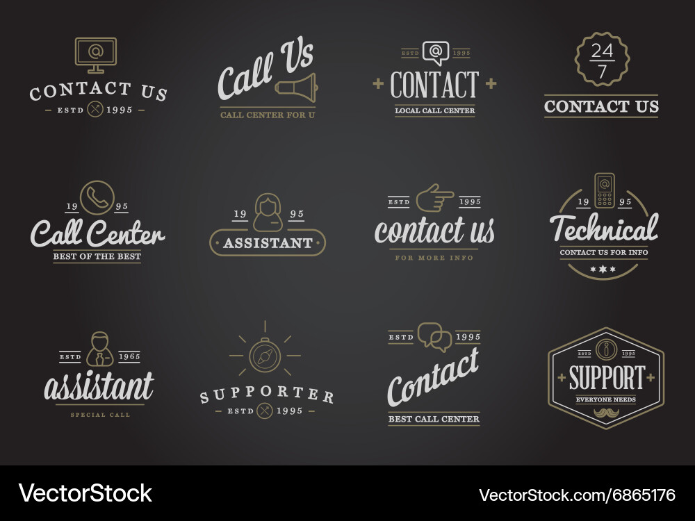 Set of contact us service elements and assistance Vector Image