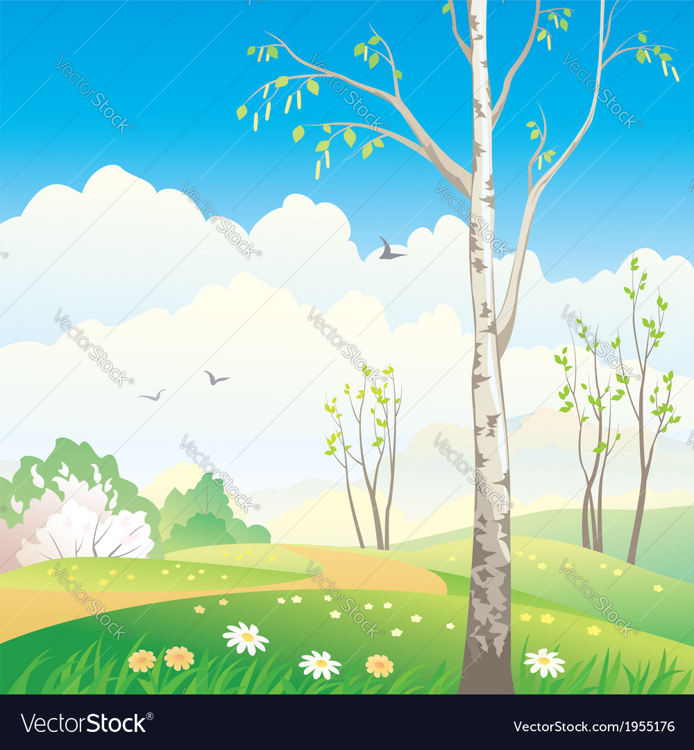 Spring landscape Royalty Free Vector Image - VectorStock