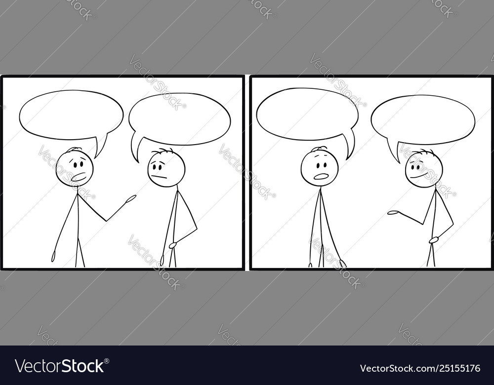 Two cartoon frames two man speaking with empty Vector Image