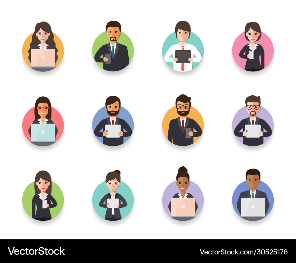 Variety business avatar set Royalty Free Vector Image