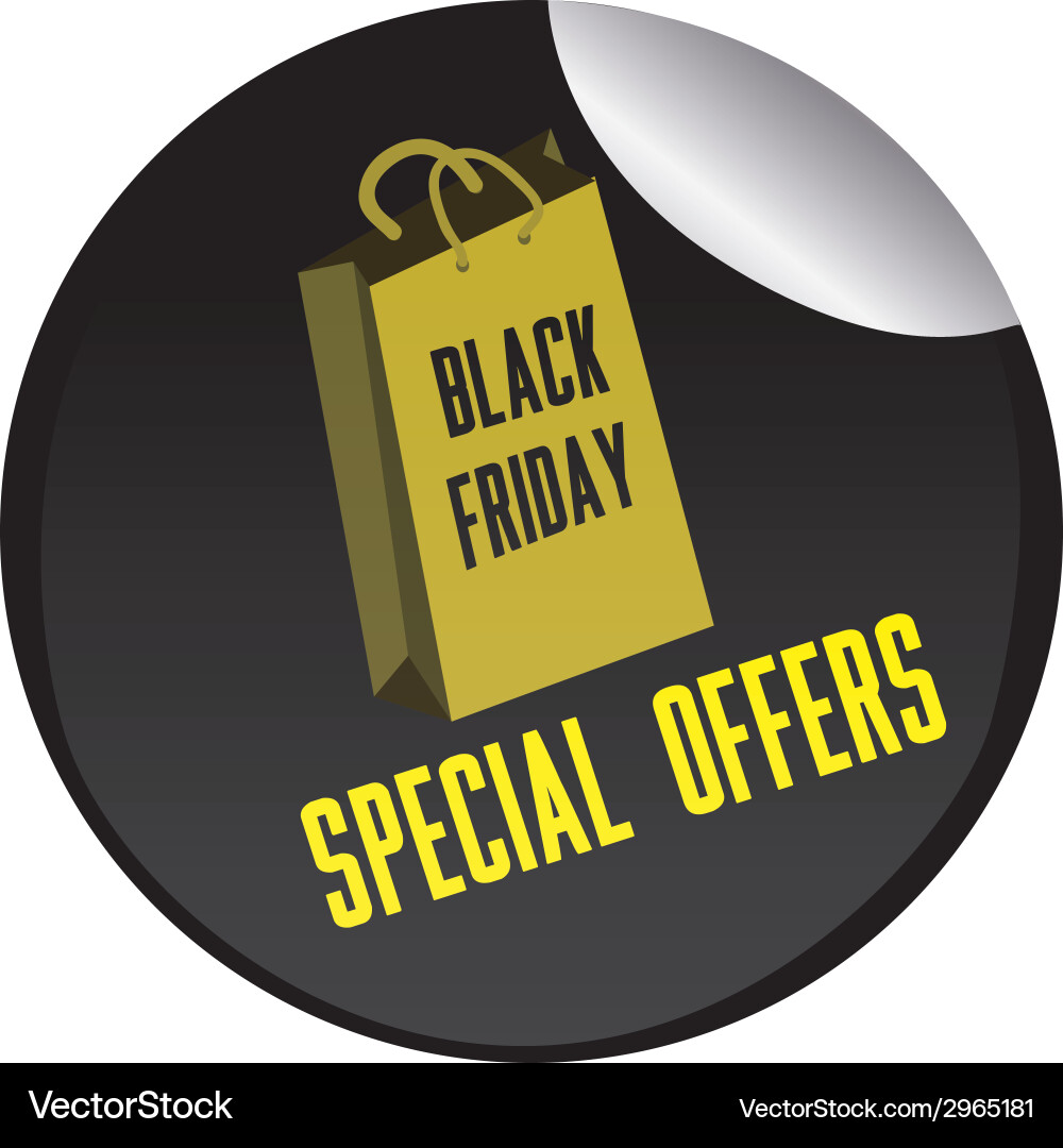 A black sticker with yellow text and bag Vector Image