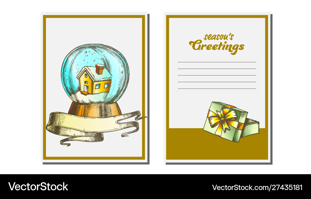 Christmas greeting card snow globe Royalty Free Vector Image