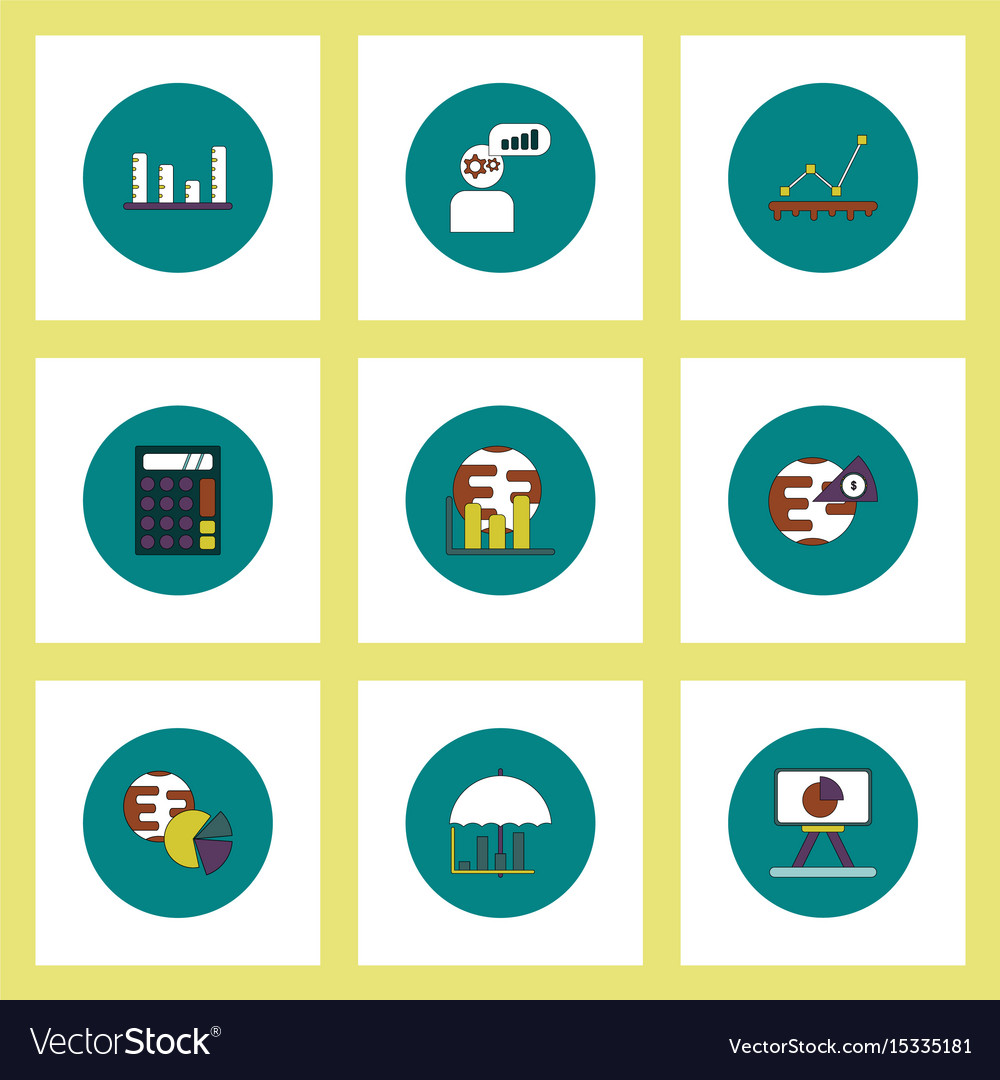 Collection of icons in flat style statistics Vector Image
