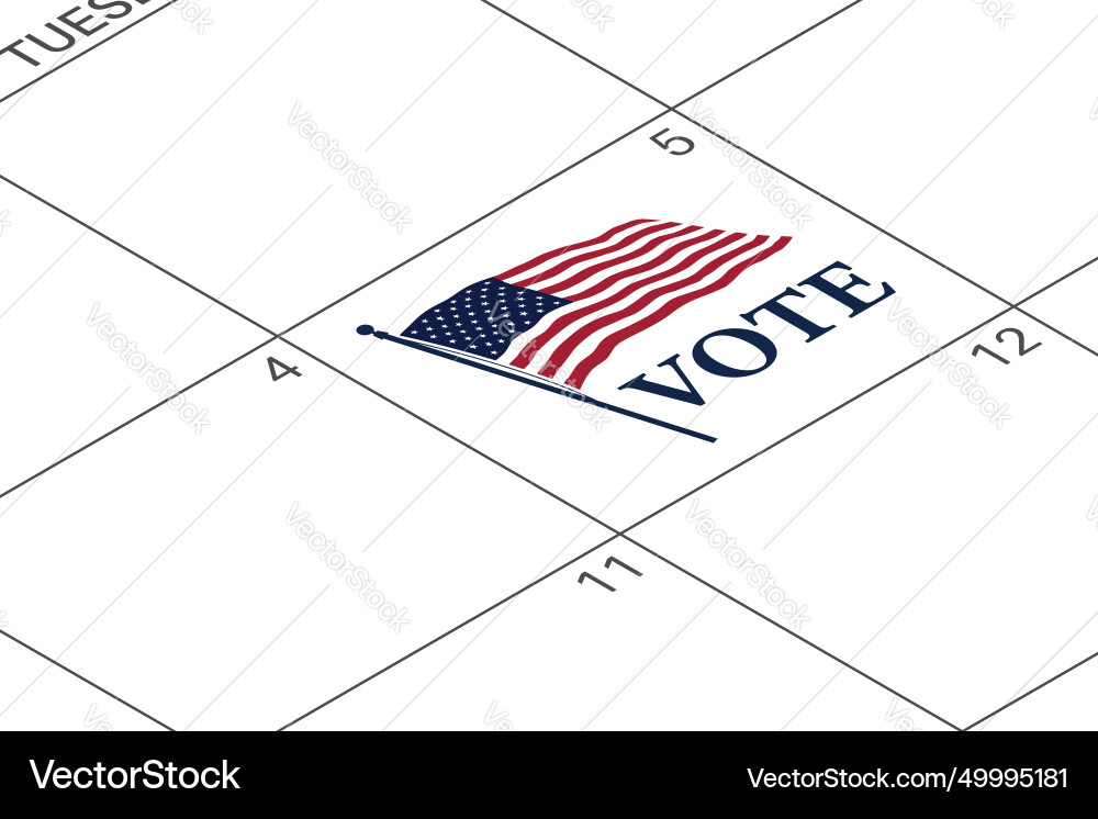 Elections reminder icon calendar with american Vector Image