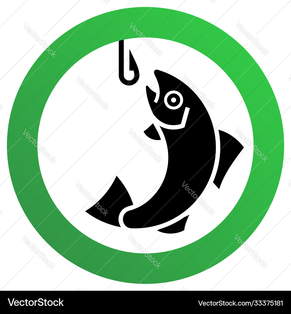 Fishing allowed sign modern round sticker Vector Image