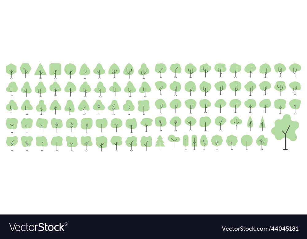 Flat icons collection of tree pictograms Vector Image Flat icons collection of tree pictograms Vector Image