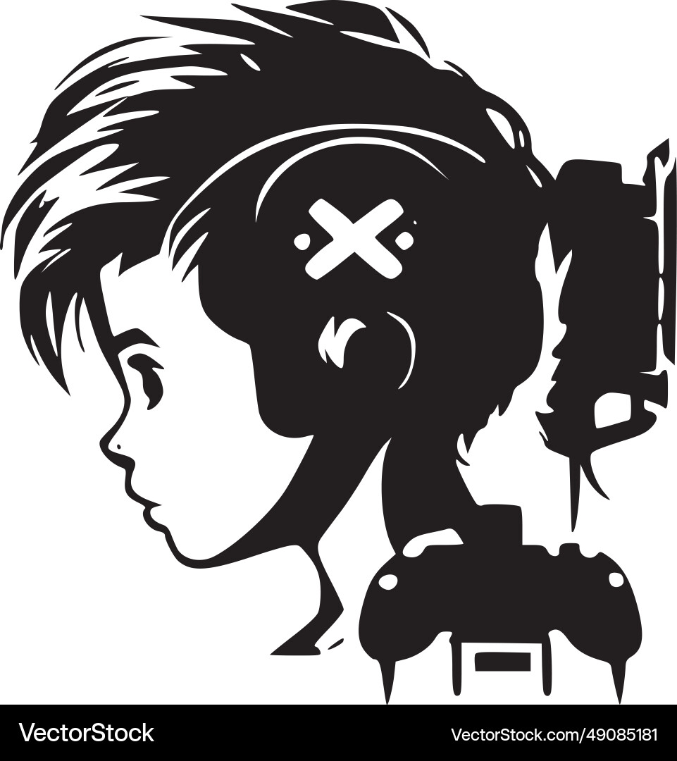 Gamer - black and white isolated icon Royalty Free Vector