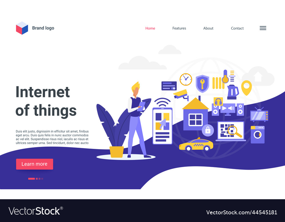Internet of things technology landing page smart Vector Image