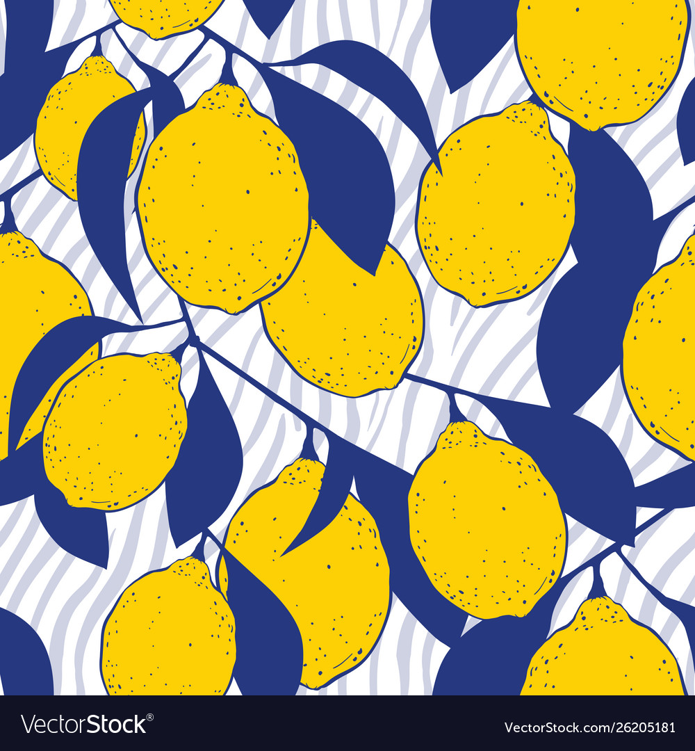 Lemons seamless pattern Royalty Free Vector Image