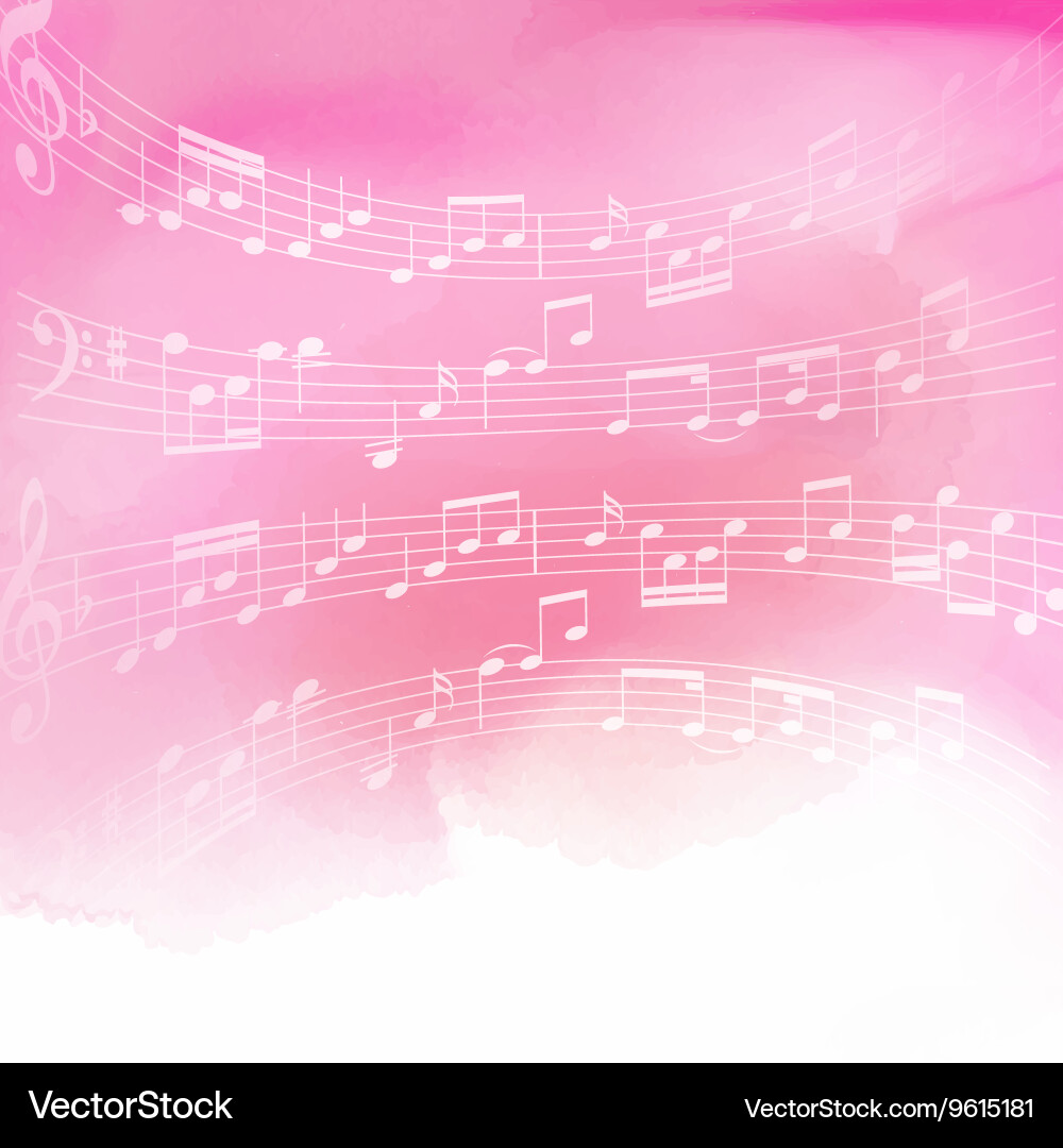 Music notes on watercolor background 1606 Vector Image