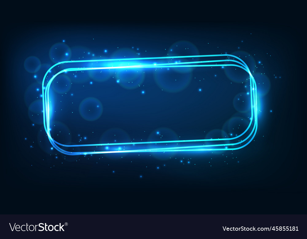 Neon rectangular frame with shining effects Vector Image