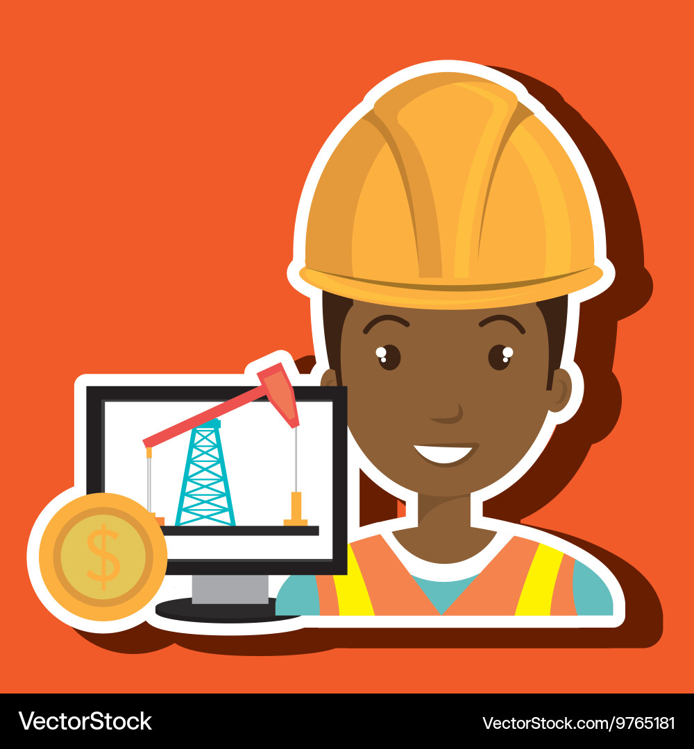 Oil worker person isolated icon design Royalty Free Vector