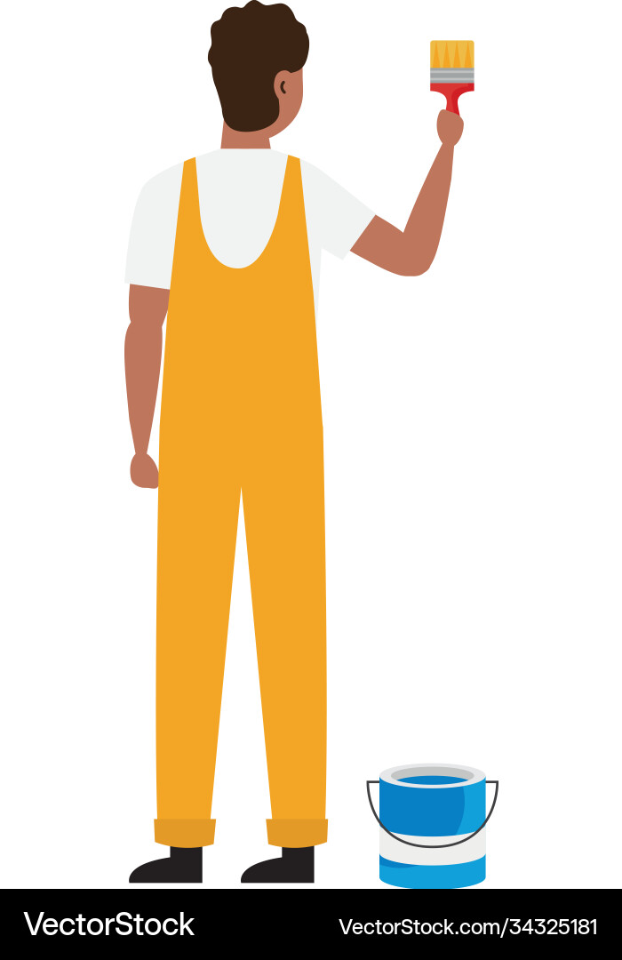 Maler Mann mit Eimer und Pinsel Design Lizenzfreier Vektor