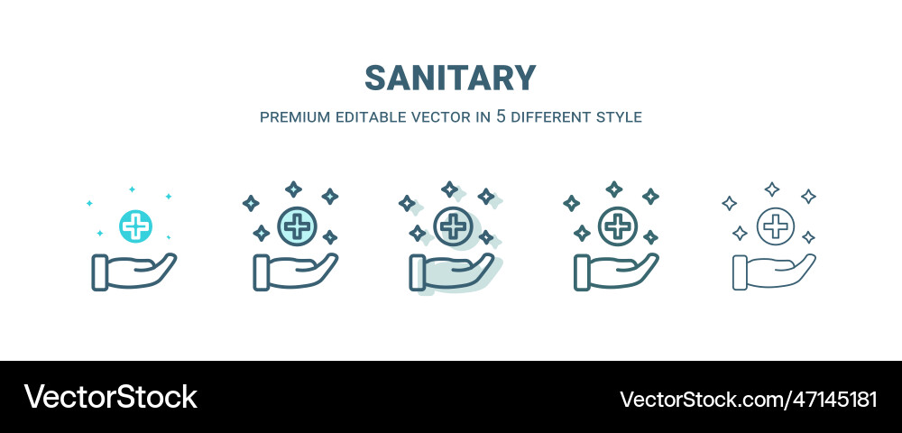 Sanitary icon in 5 different style outline filled Vector Image