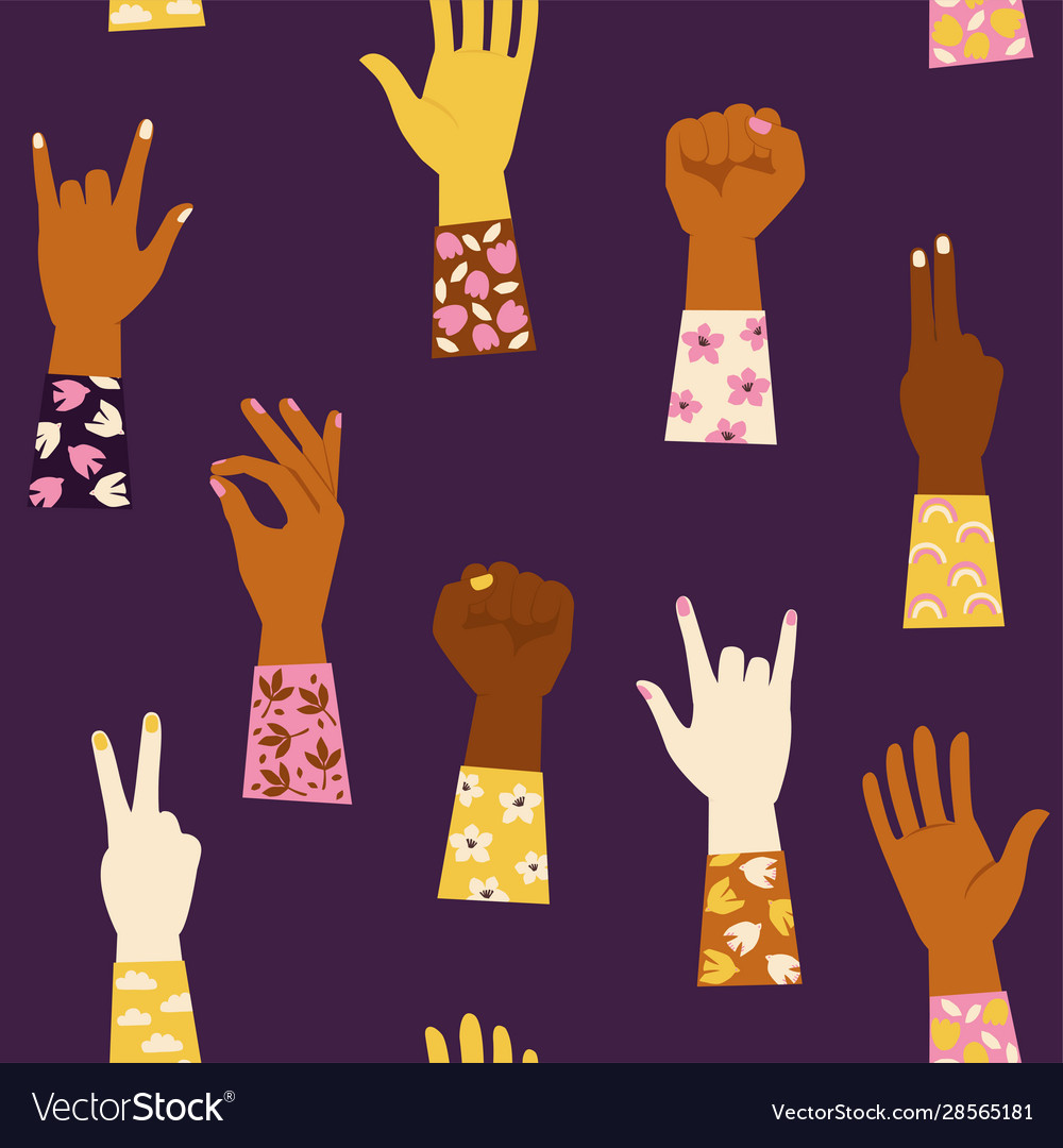 Seamless pattern with various hands gestures Vector Image