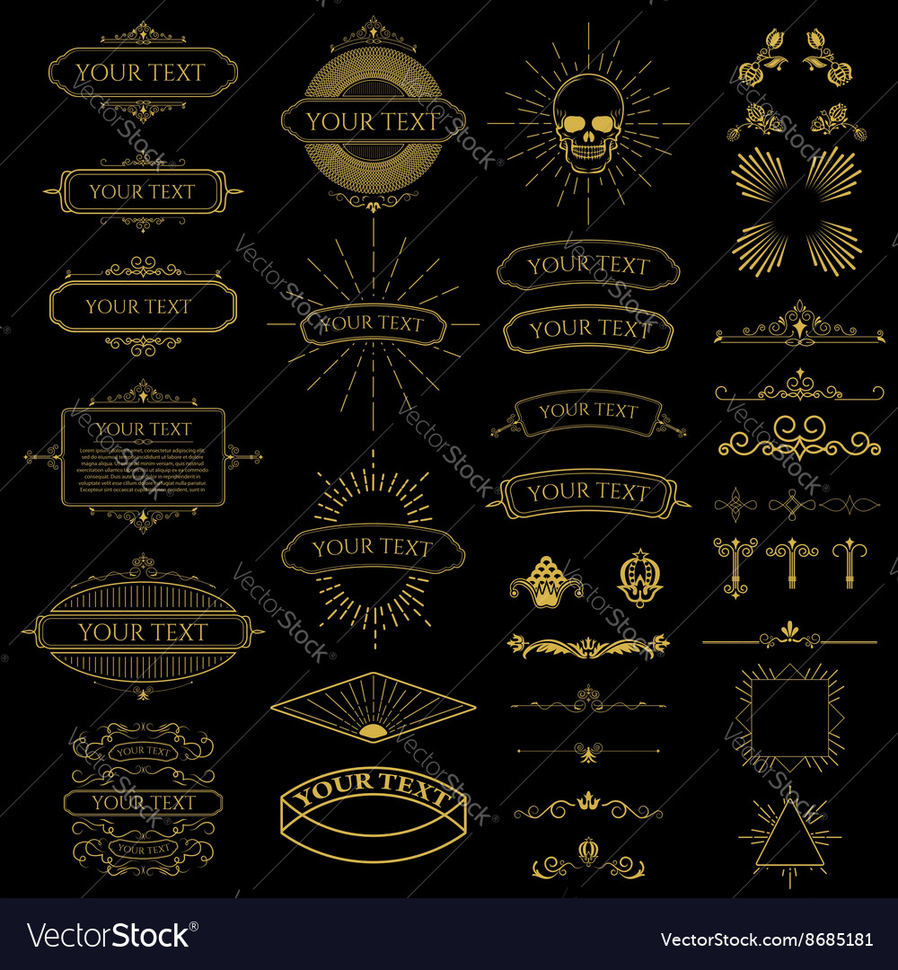 Set vintage frames and design elements Royalty Free Vector
