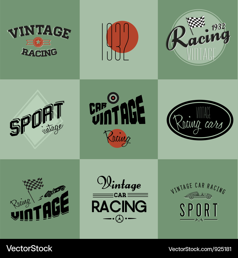 Vintage car racing badges Royalty Free Vector Image