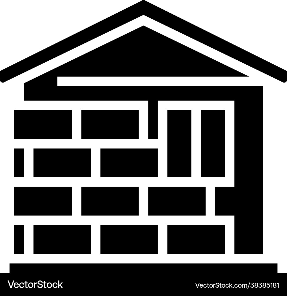Wall insulation outside mineral wool glyph icon Vector Image