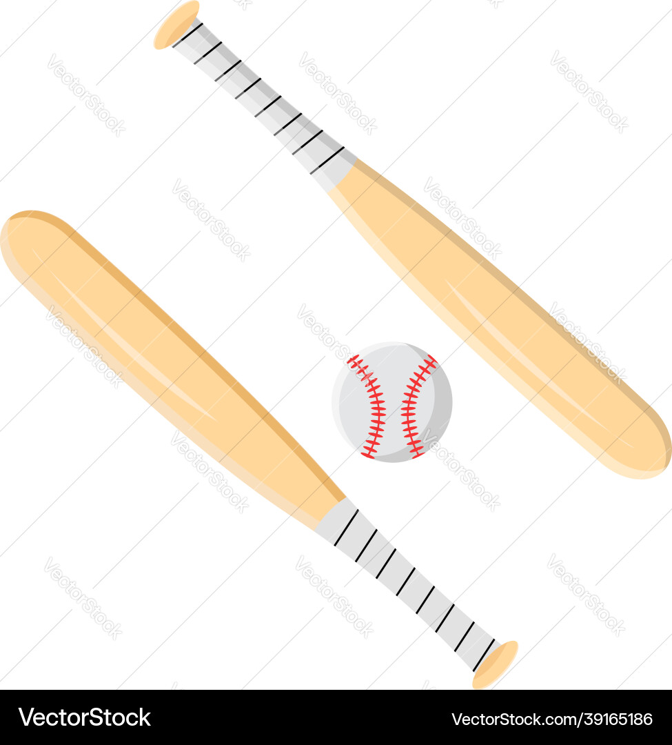Baseball bats and ball on a white background Vector Image