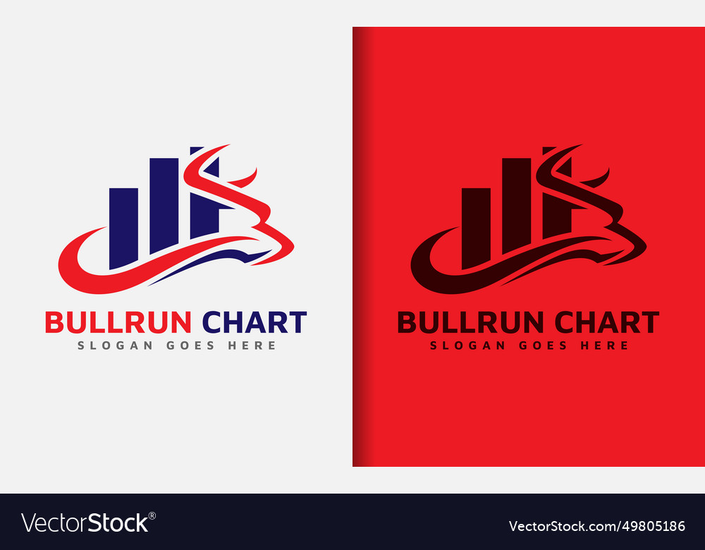 Bullrun chart logo design abstract minimalist red Vector Image