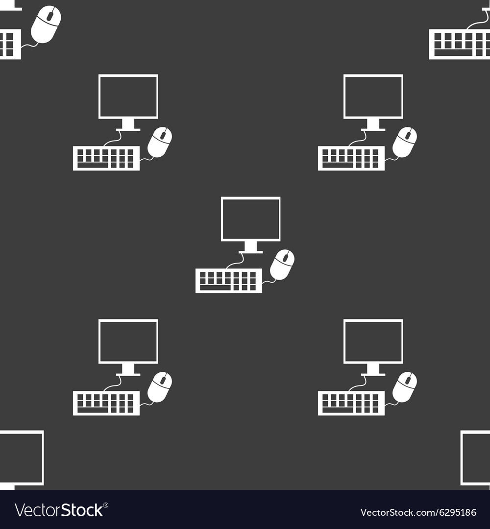Computer Widescreen Monitor Keyboard Mouse Sign Vector Image