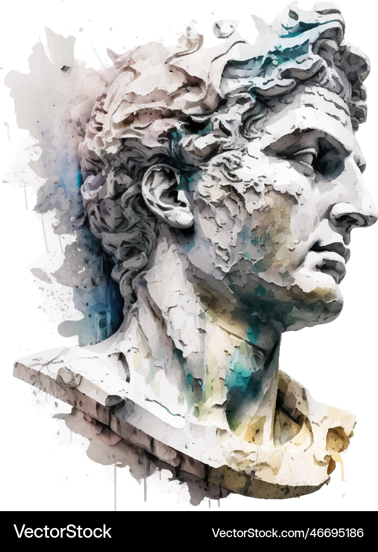 Contemporary art with antique statue head Vector Image
