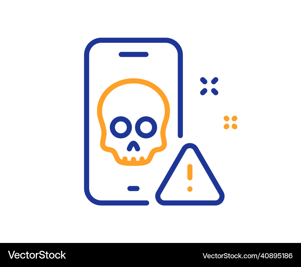 Cyber attack line icon ransomware threat sign Vector Image