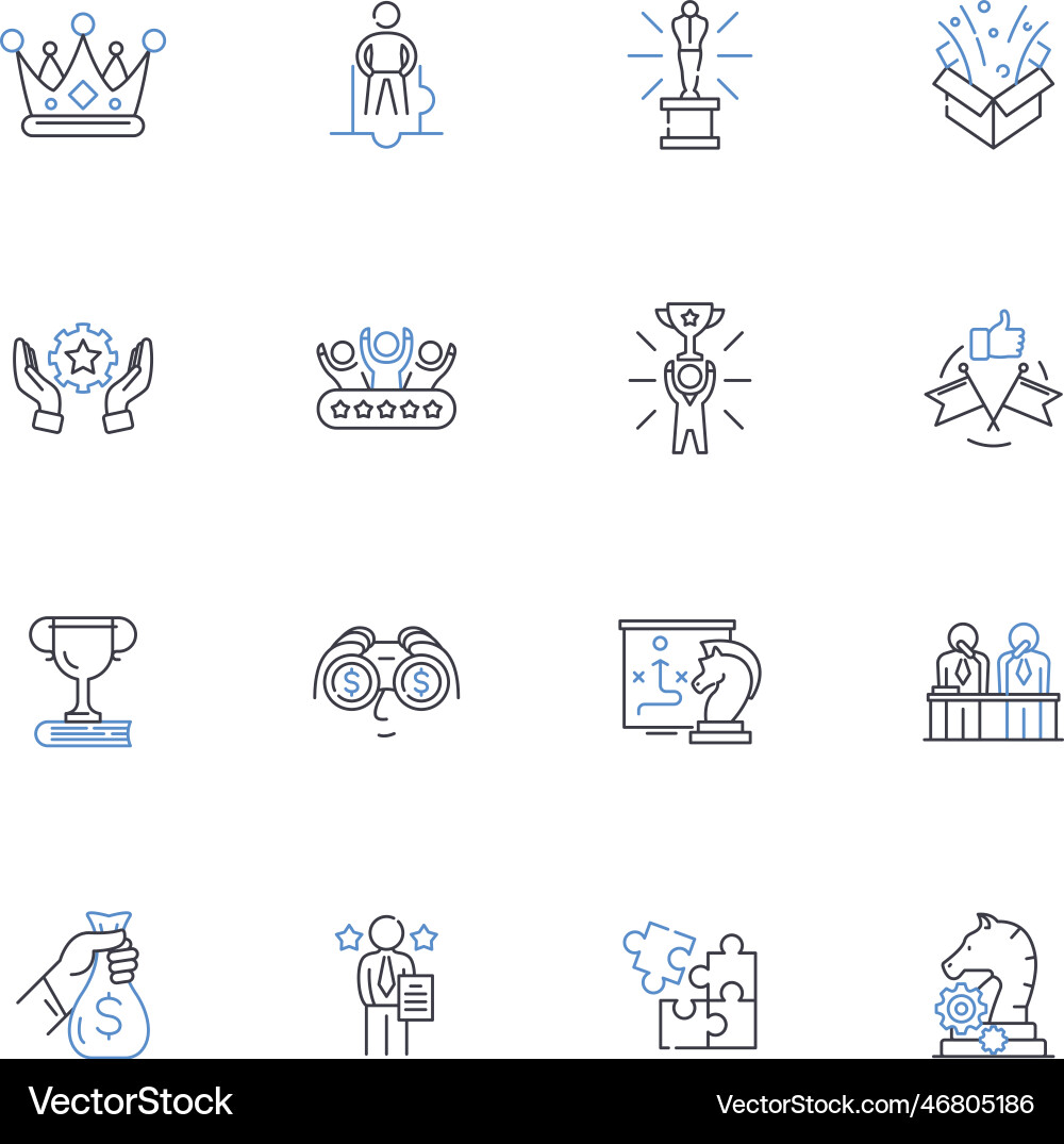 Fiscal success line icons collection Royalty Free Vector