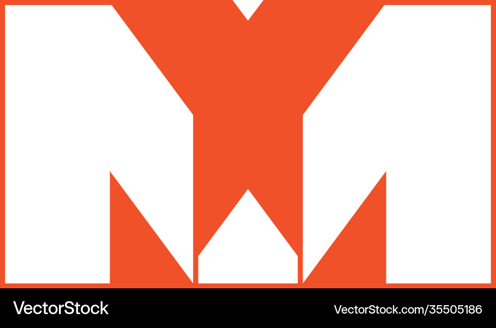 Letter m ribbon home geometric design Royalty Free Vector