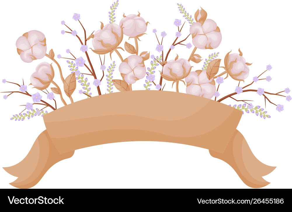 Light brown banner next to cotton Royalty Free Vector Image