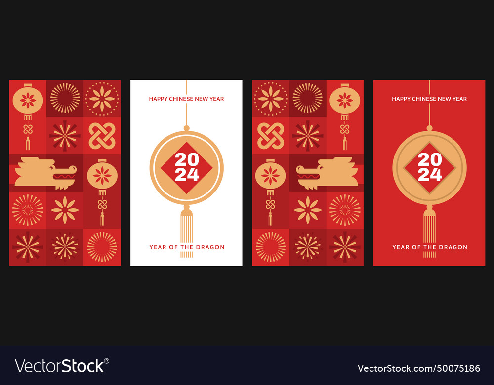 Lunar new year cards set Royalty Free Vector Image