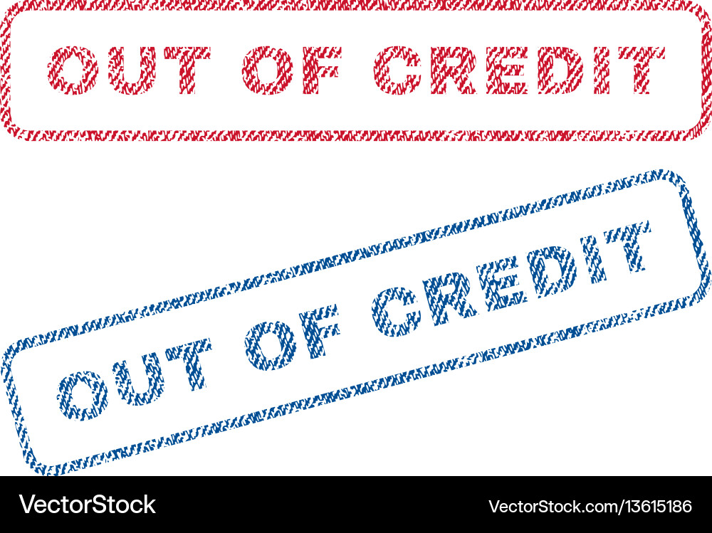 Out credit textile stamps Royalty Free Vector Image