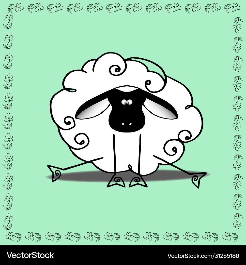 Picture with a funny lamb sitting Royalty Free Vector Image