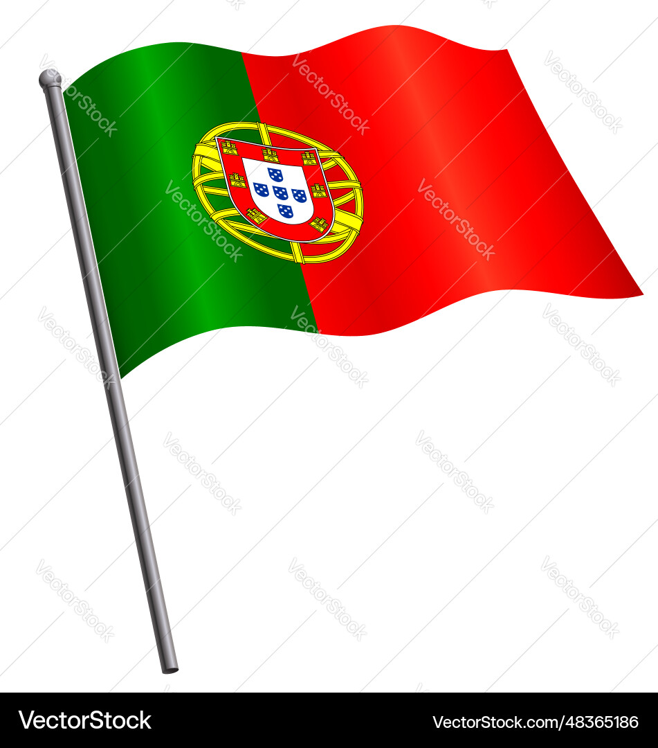 Portuguese flag waving on flagpole Royalty Free Vector Image
