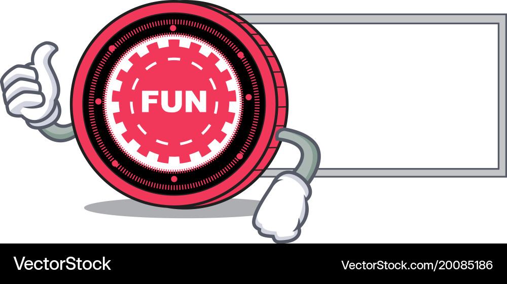 Thumbs up with board funfair coin character Vector Image