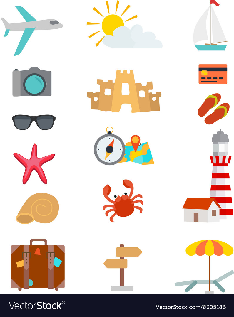 Tourism objects Royalty Free Vector Image - VectorStock