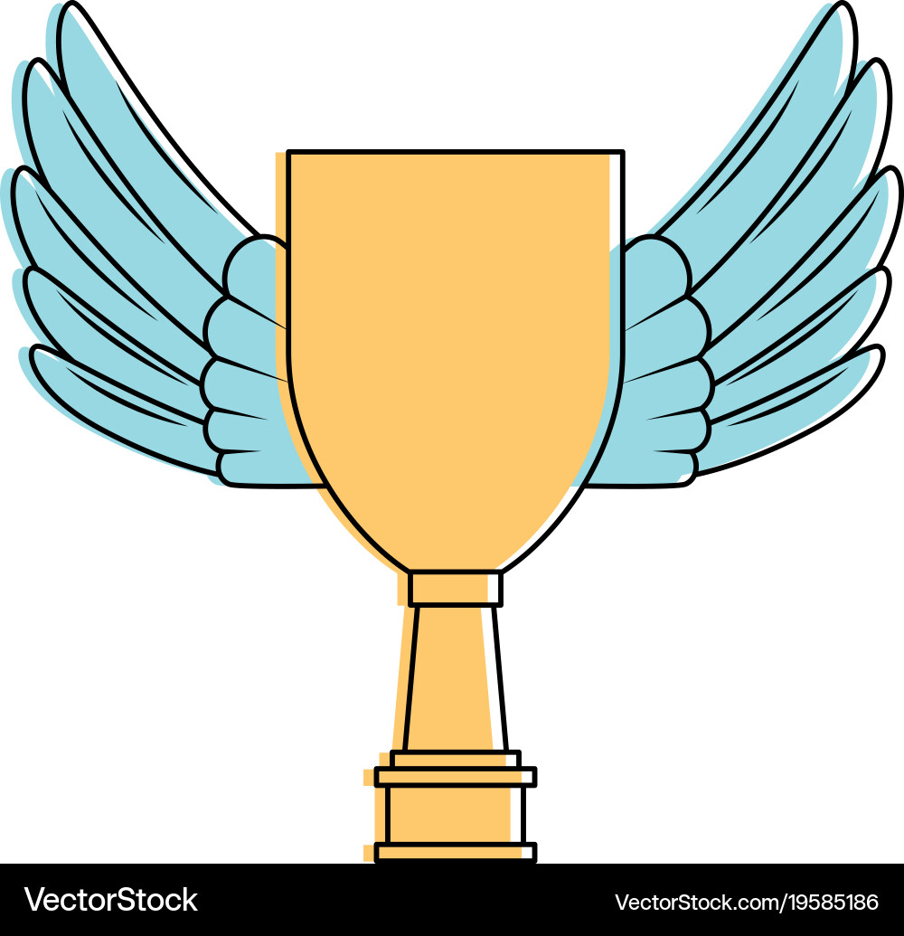 Trophy cup with wings championship award Vector Image