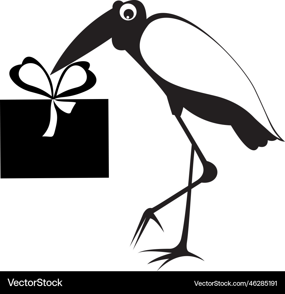 Bird holding a gift box in the beak Royalty Free Vector